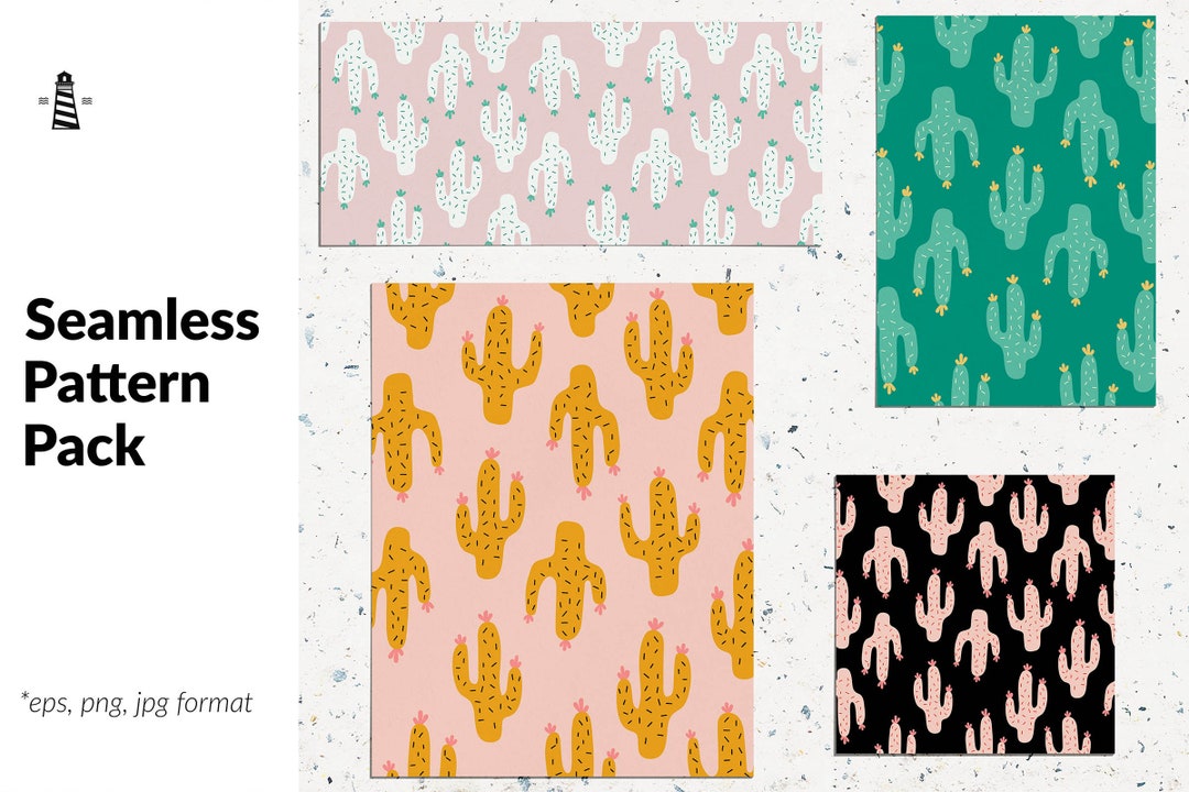 Cactus Digital Paper, Vector Backgrounds With Hand Drawn Cacuses ...