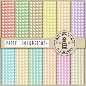 Pastel Houndstooth Digital Paper Pack | Scrapbook Paper | Printable ...