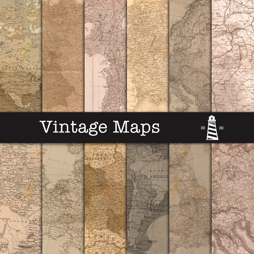 Vintage Map Textures, Antique Maps, Vintage Texture Pack, Distressed ...