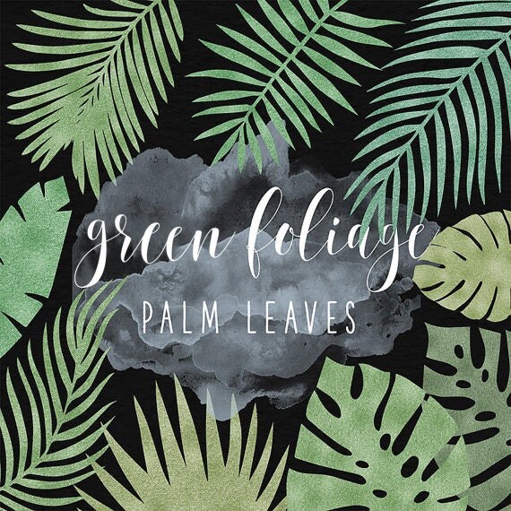 Tropical Leaves Clipart Palm Leaves Clip Art Green Leaf - Etsy