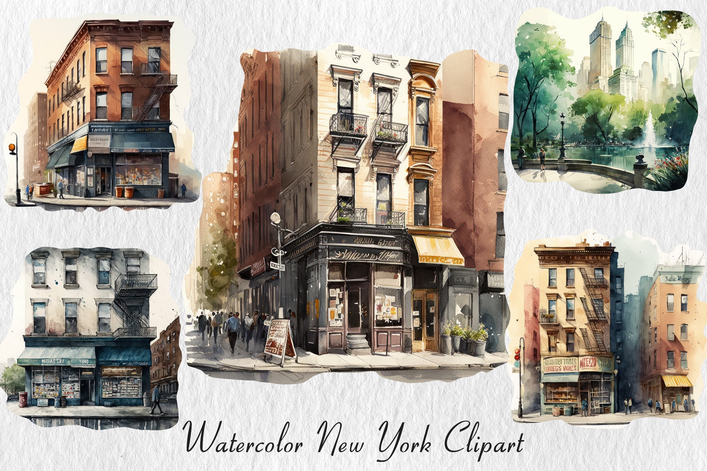 Watercolor New York Clipart NY Brooklyn Manhattan Png - Etsy