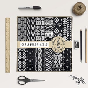 Mexican Pattern, Aztec Digital Paper, Chalkboard Tribal Backgrounds ...