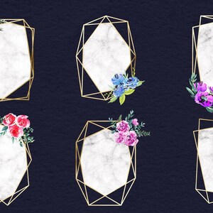 Watercolor and Gold Frames Clipart, Gold Crystal Frames With Watercolor ...