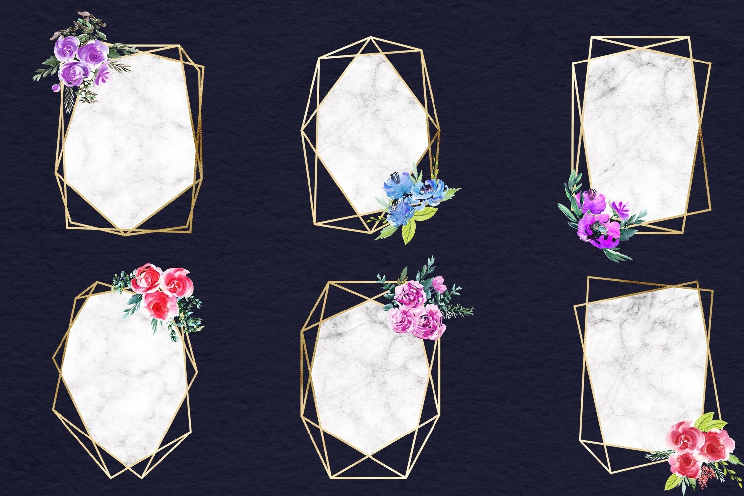 Watercolor and Gold Frames Clipart Gold Crystal Frames With - Etsy