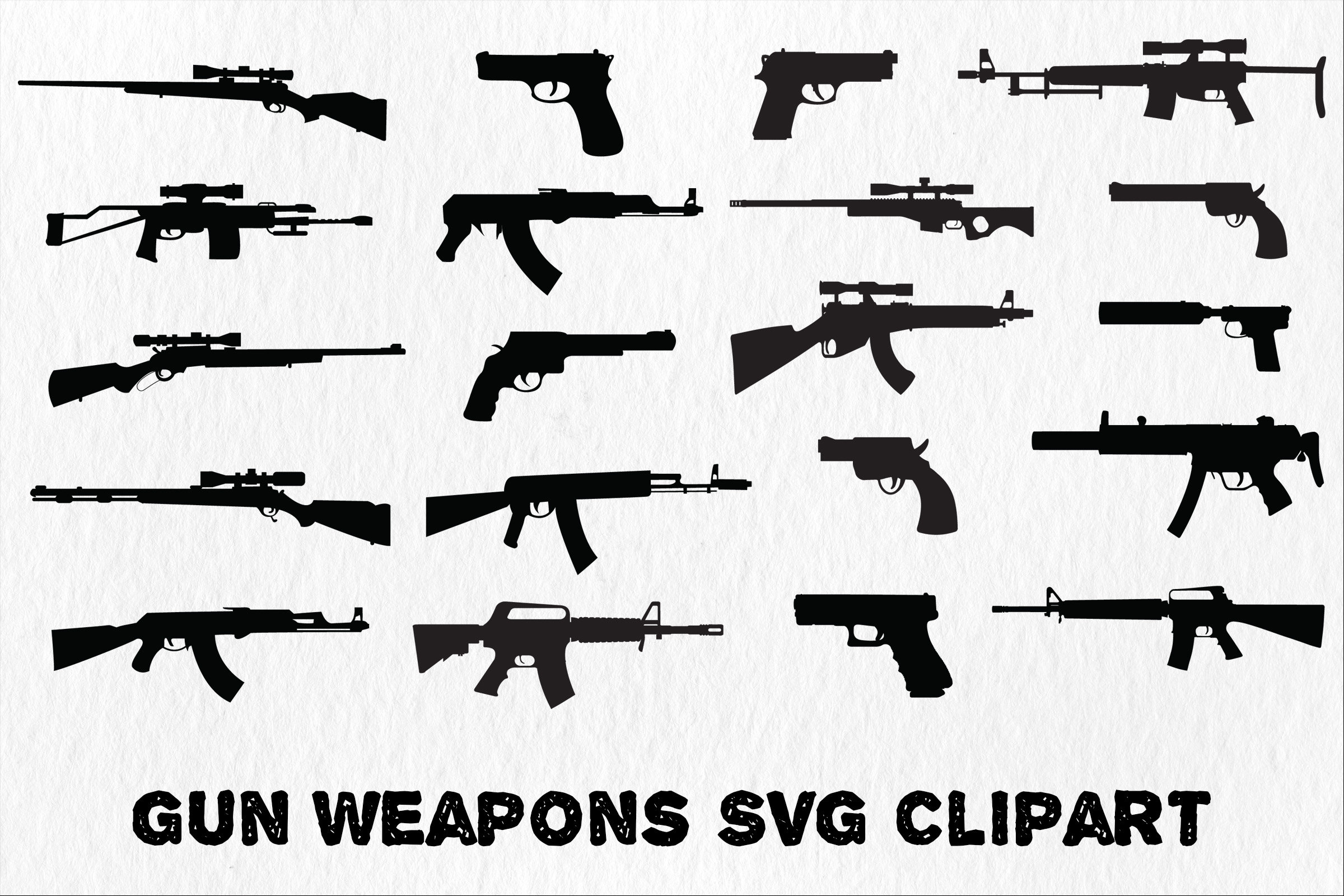Gun Pack SVG Cut Files, SVG, EPS Digital Vector Files, Gun Silhouettes ...
