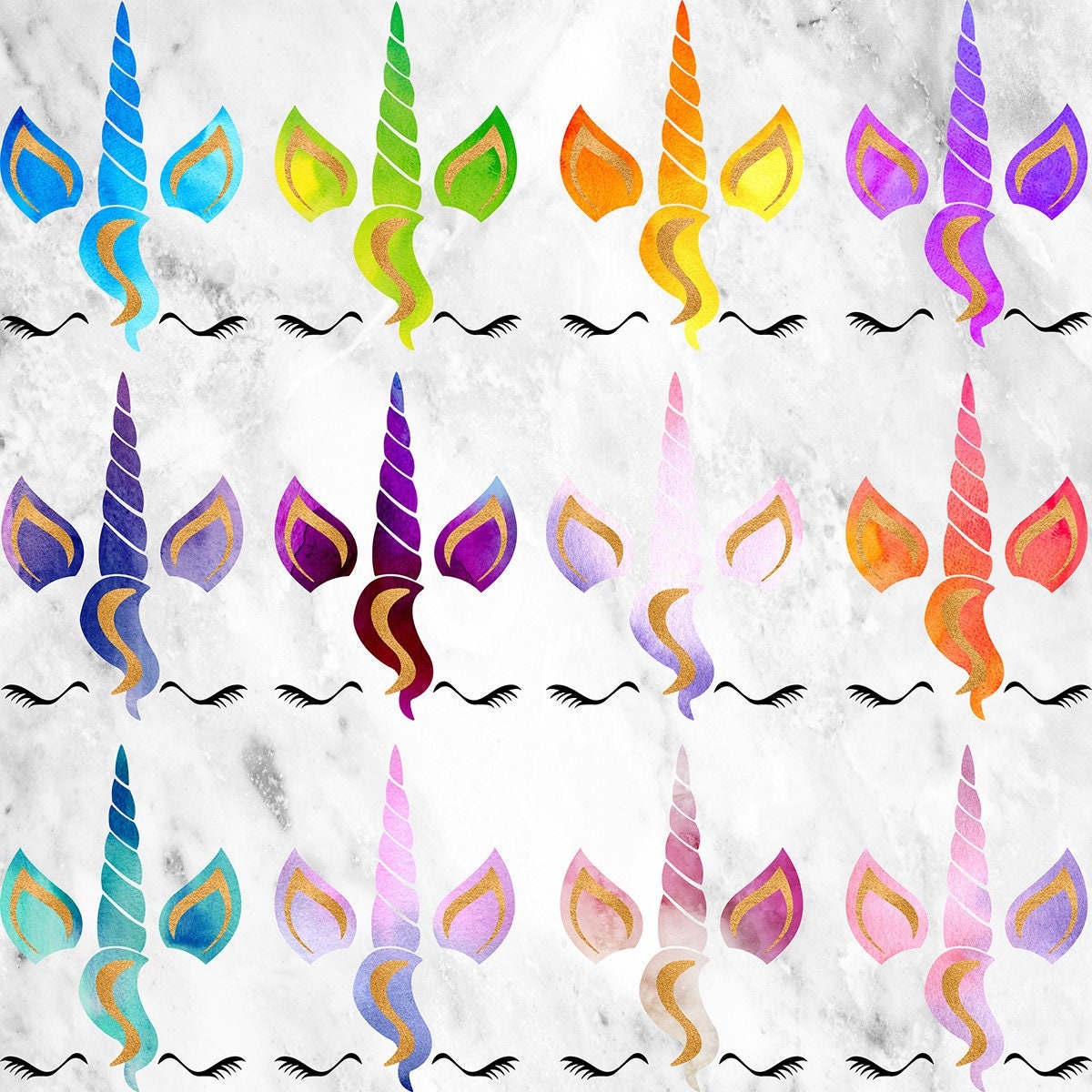 Unicorn Clipart Unicorn Faces Clipart Unicorn Horn - Etsy