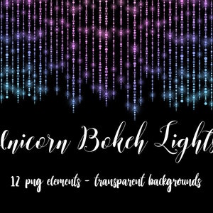 Unicorn String Lights Clipart, Unicorn Bokeh Lights, Rainbow Photo ...