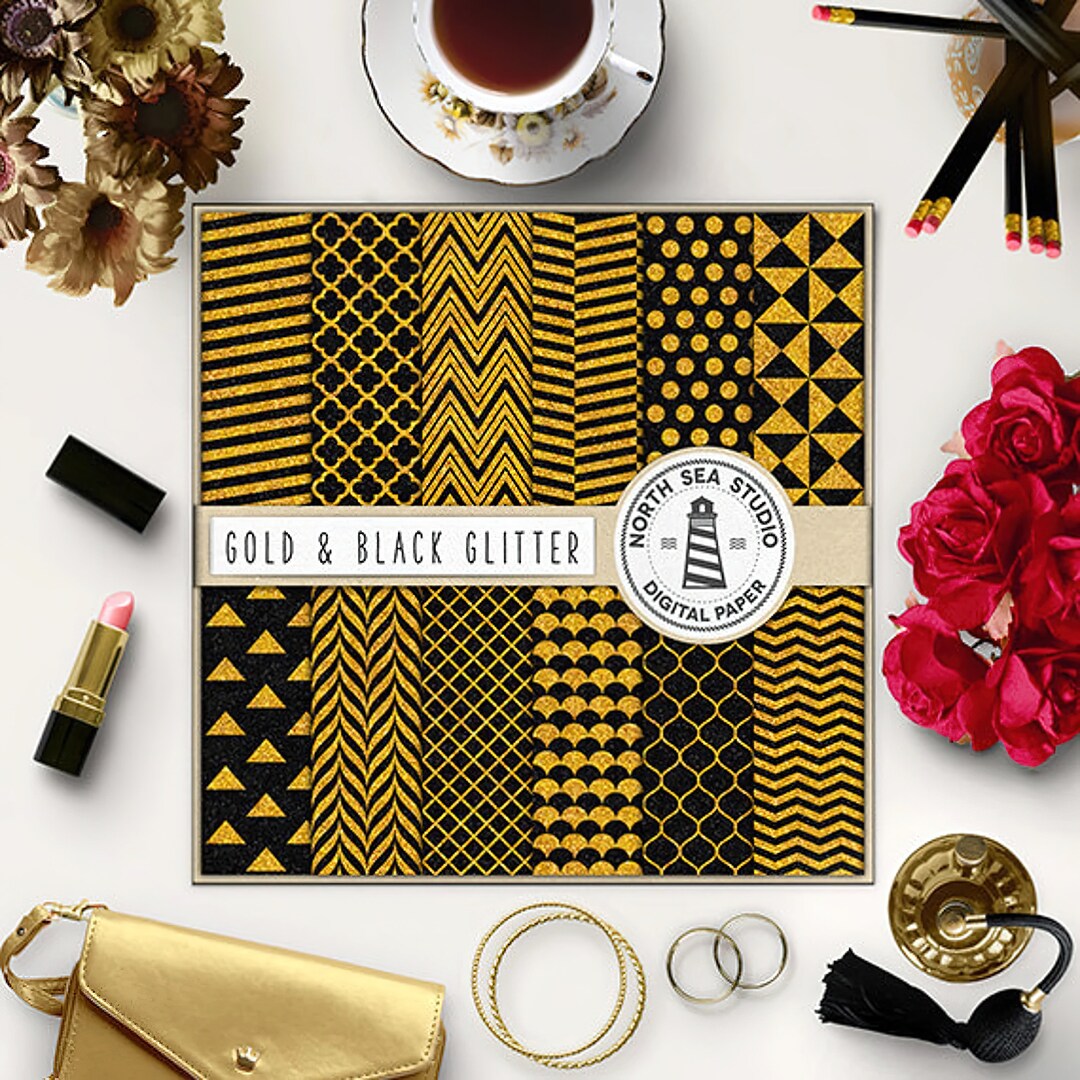 Glitter Digital Paper Gold Glitter Paper Gold Patterns Glitter - Etsy