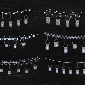 Mason Jar Lights, String Light Overlays, Bunting Lights Clipart, Mason ...