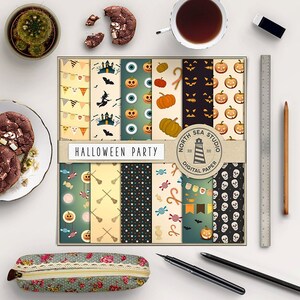 Halloween Digital Paper Pack, Halloween Patterns, Witch, Cat, Bat ...