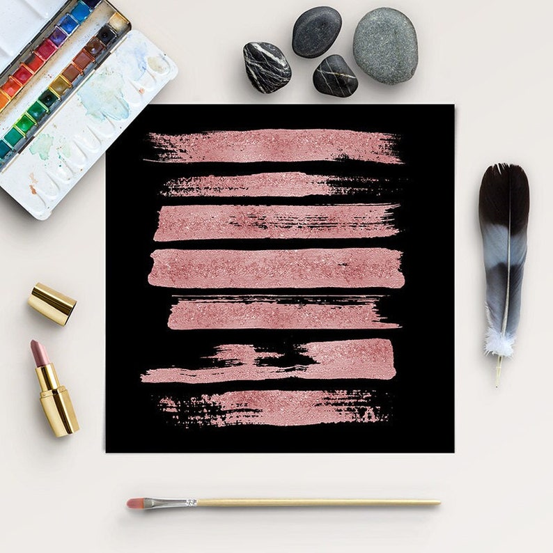 Rose Gold Brush Strokes Diy Clip Art Hand Painted Overlays - Etsy