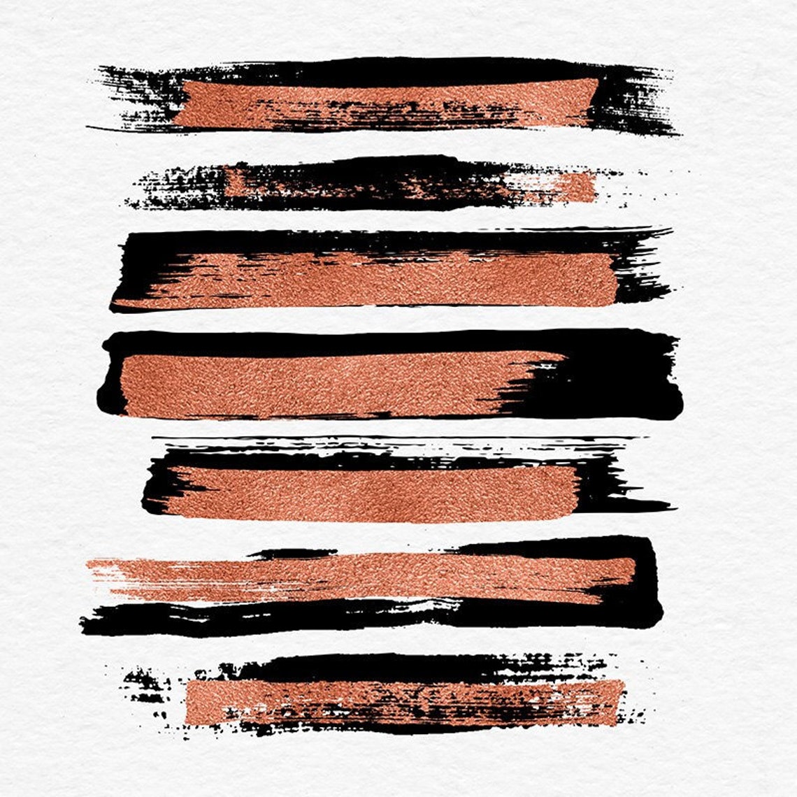 Paint Art Black Brush Strokes With Copper Copper Black - Etsy