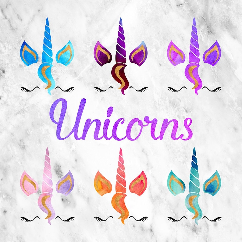 Unicorn Clipart Unicorn Faces Clipart Unicorn Horn - Etsy