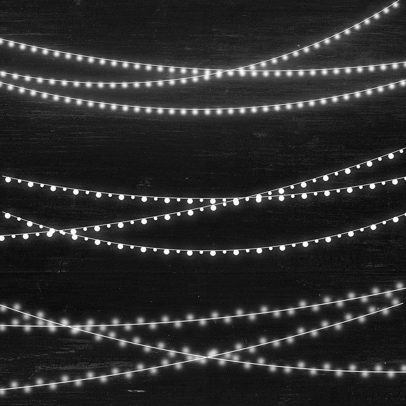 White String Lights Clip Art Fairy Lights Overlays Party - Etsy