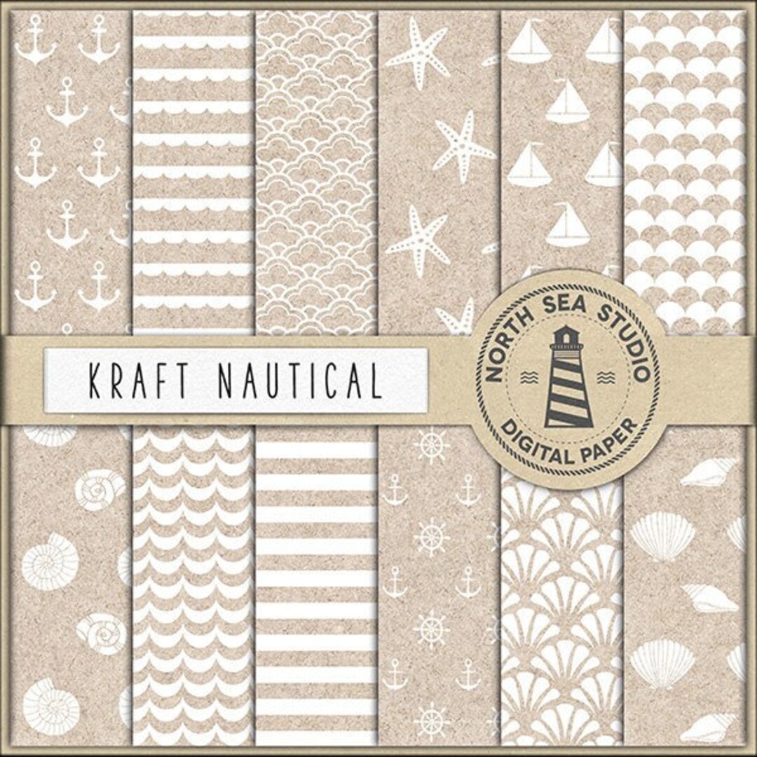 Vintage Ocean, Nautical Scrapbook Paper, Nautical Patterns, Anchors ...