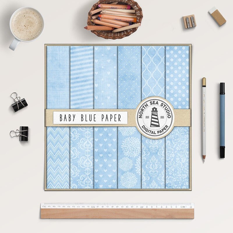 Baby Blue Scrapbooking Paper, Light Blue Digital Paper, Blue Printable ...