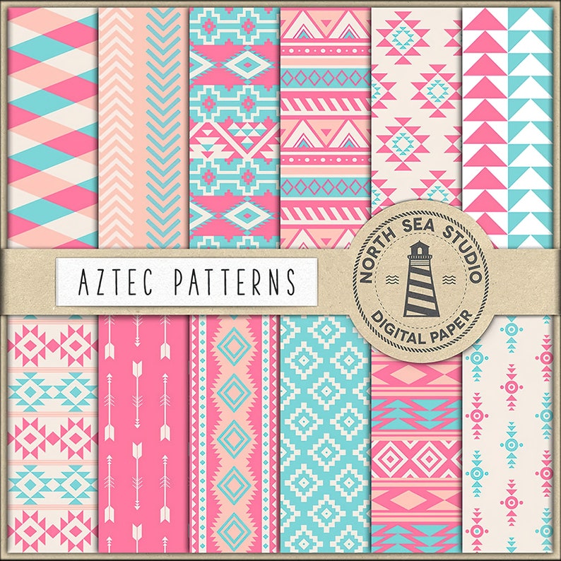 Native American Aztec Digital Paper Tribal Backgrounds - Etsy