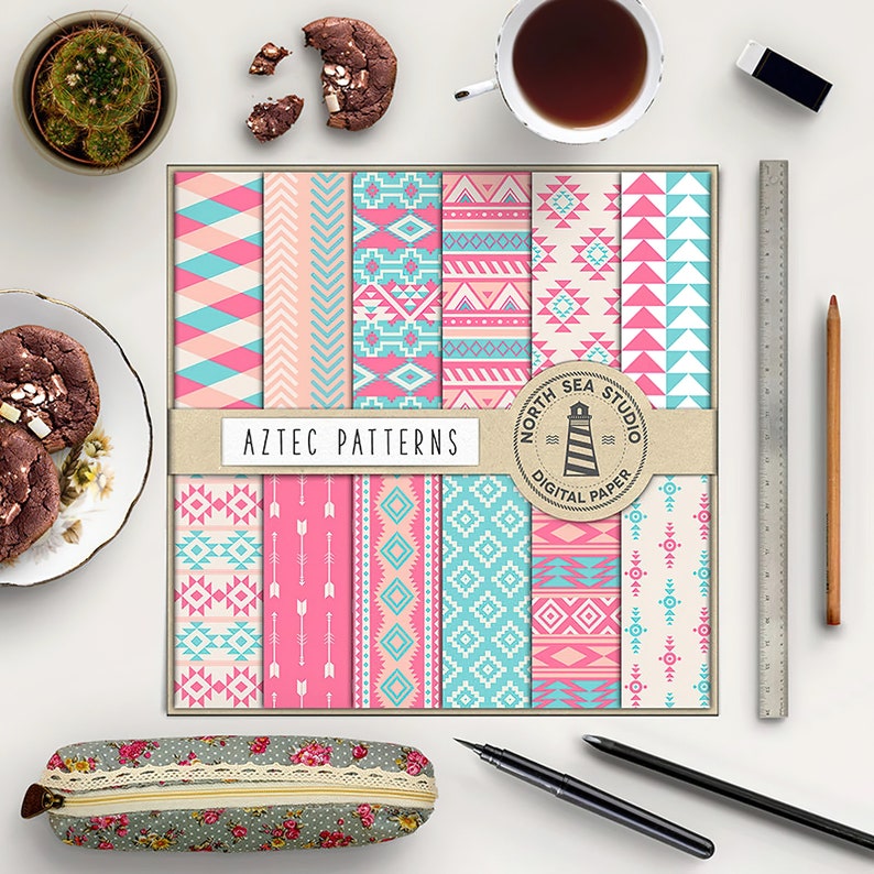 Native American Aztec Digital Paper Tribal Backgrounds - Etsy