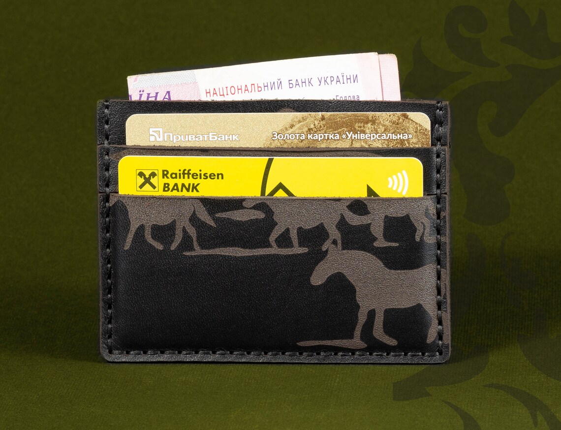 Polly Horses Black Cardholder, Thin Small Wallet, Hand Stitched ...