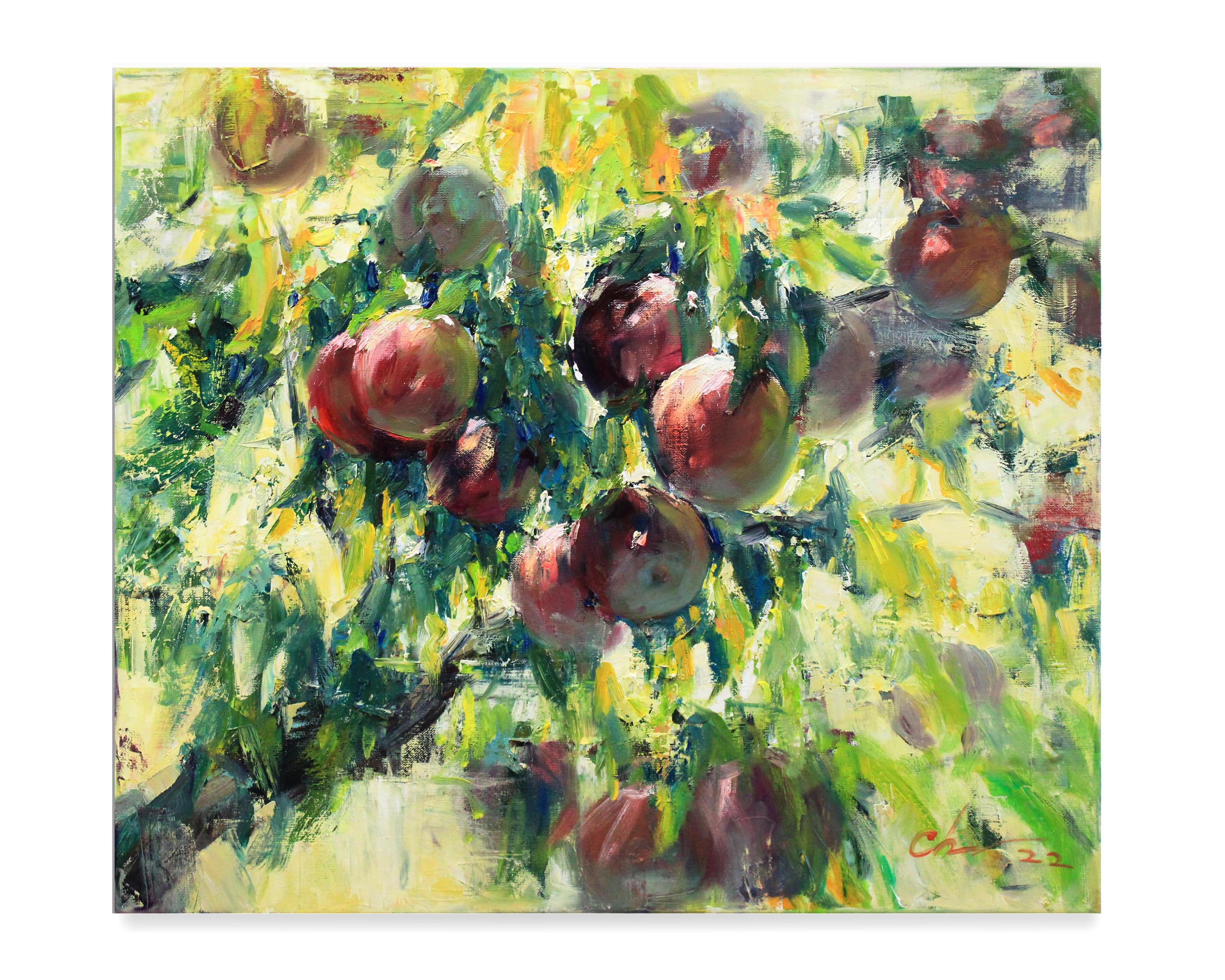 Apple Tree Garden Oil Painting Original, Impressionist Impasto Painting ...