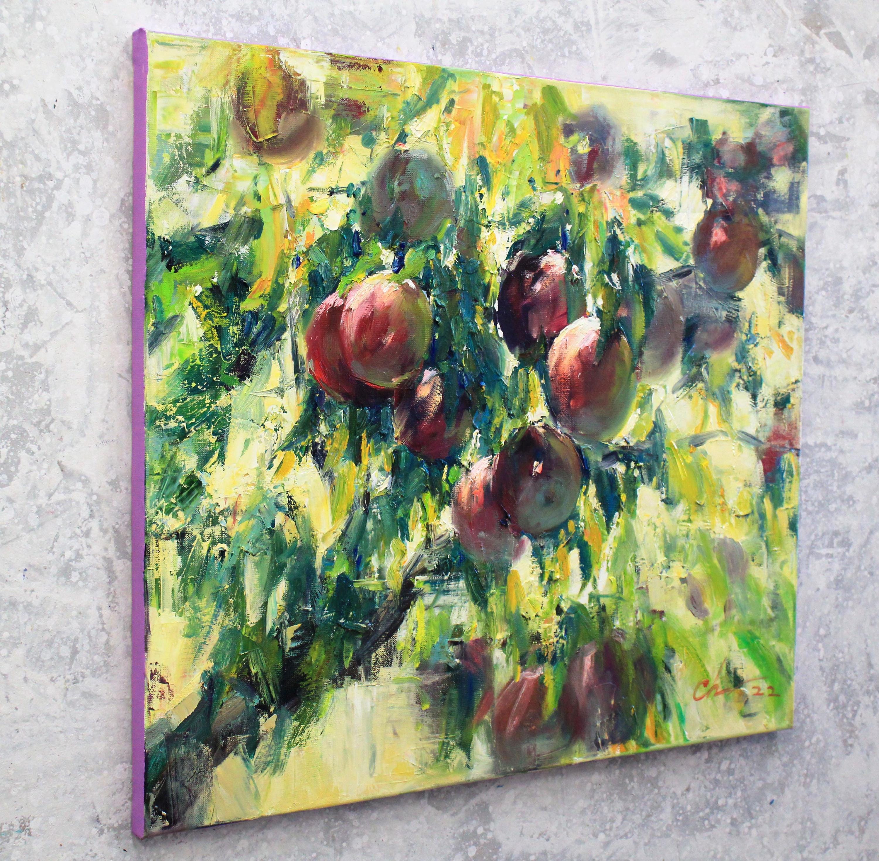 Apple Tree Garden Oil Painting Original, Impressionist Impasto Painting ...