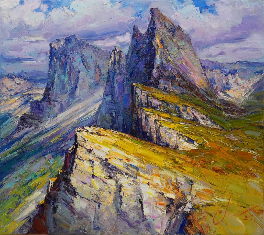 Dolomites Alps, Italy - Italian Impasto Landscape Painting, Italian ...