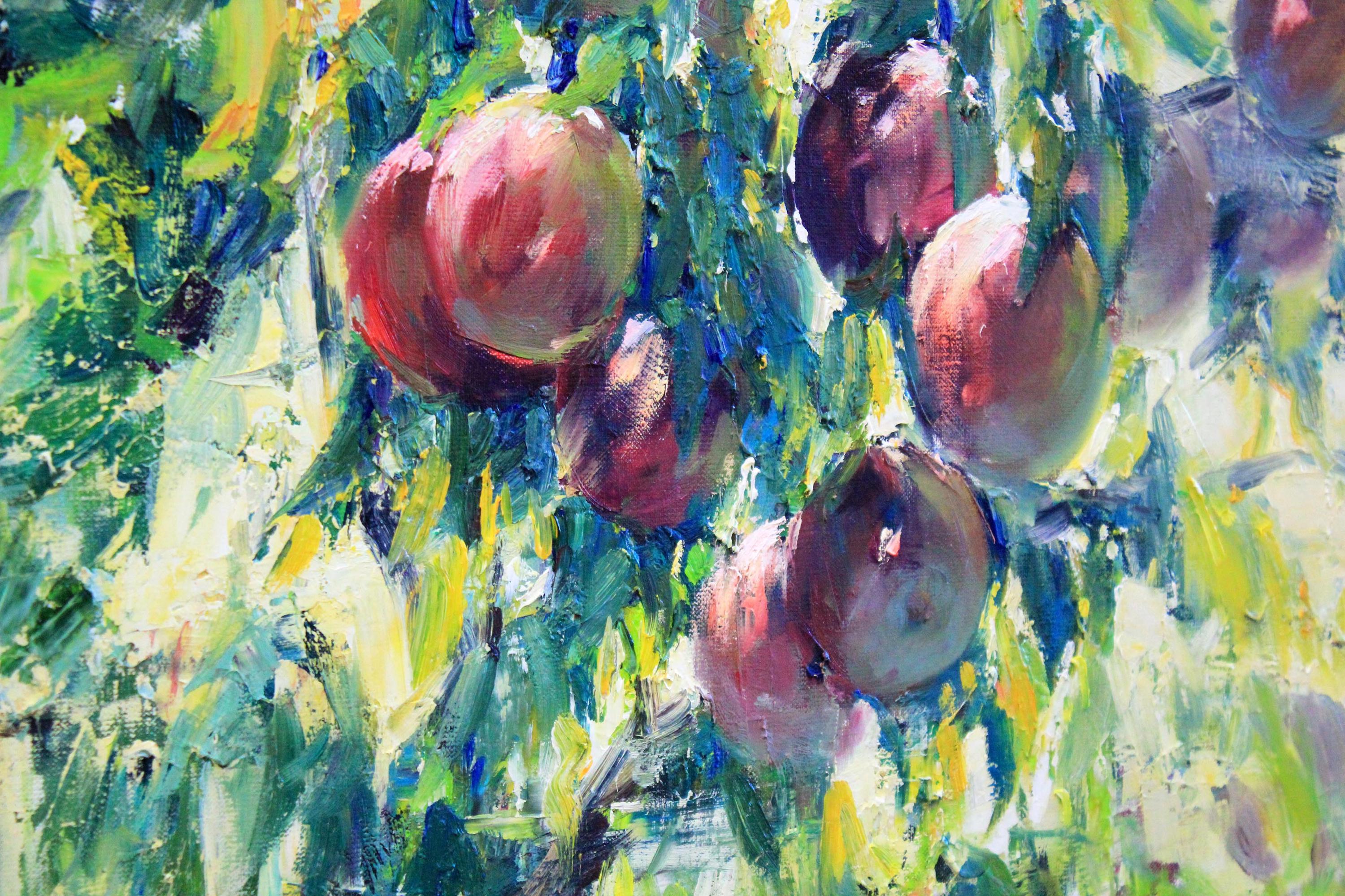 Apple Tree Garden Oil Painting Original, Impressionist Impasto Painting ...