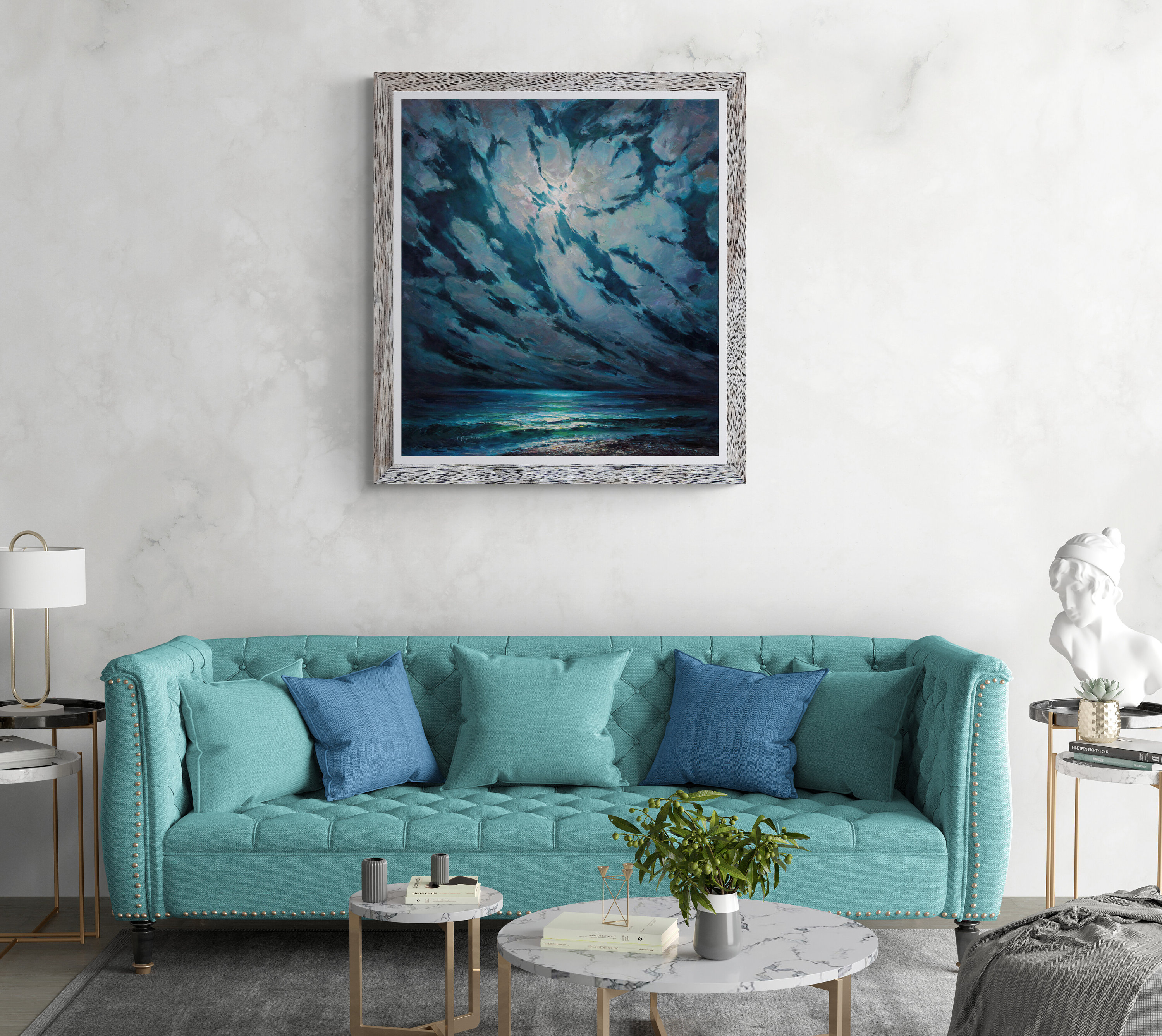 Moon Oil Painting Original, Night Sky Painting, Gothic Artwork, Cloud ...