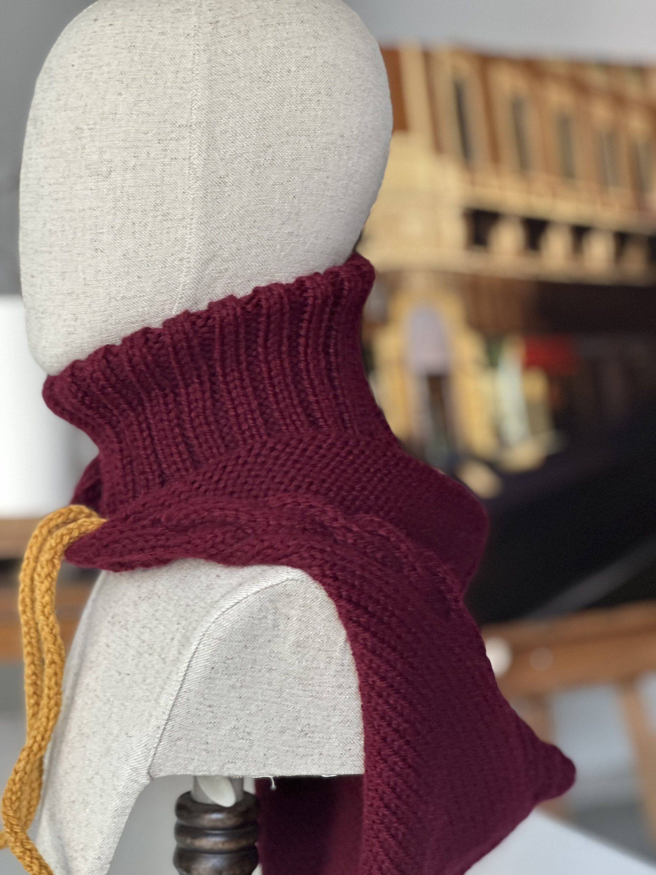 Hand Knit Vegan Wool Hood: Garnet Witch, Mage, Druid Style - Etsy