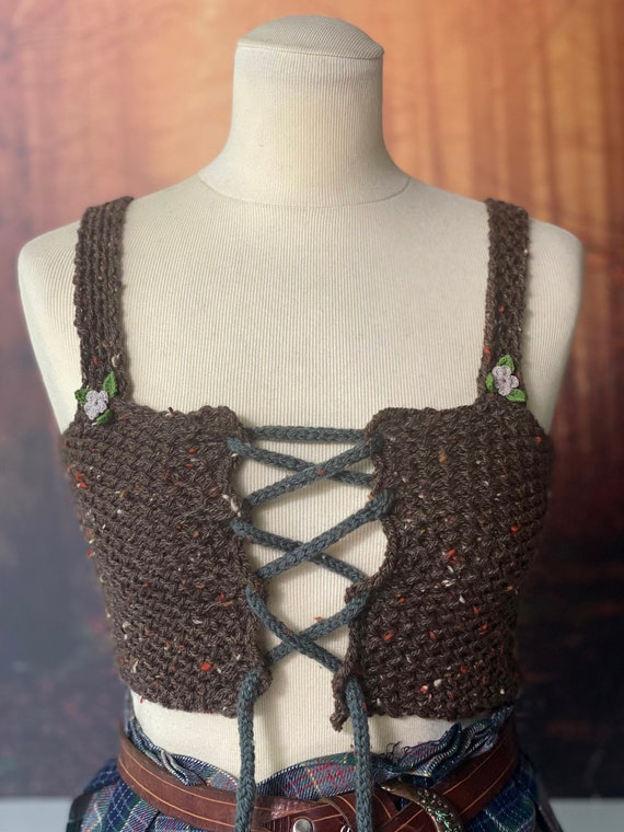 Cottagecore Brown Tweed Corset Outlander Handknitted Vest | Etsy
