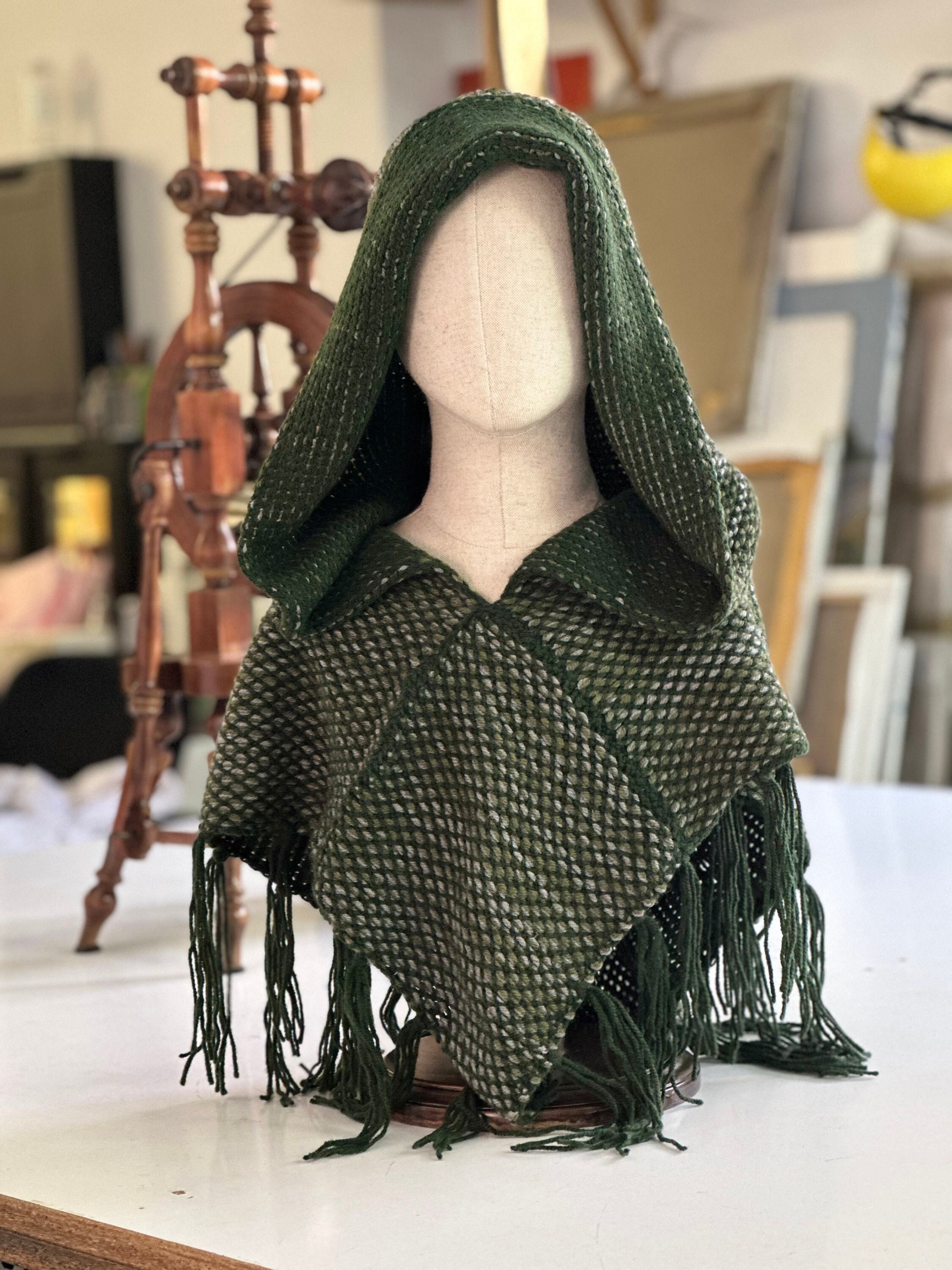 Handmade Skjoldehamn Hood Made of Vegan Wool Viking Druid Green and ...