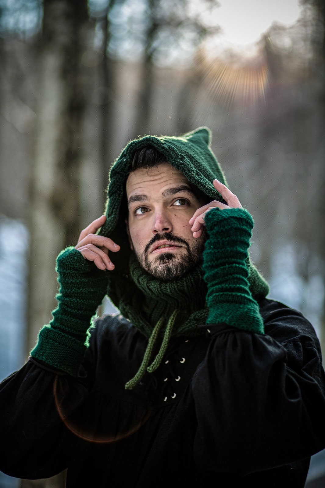 Magical Hood Sorcery Green Vegan Wool Hand Knitted Witch Hat - Etsy