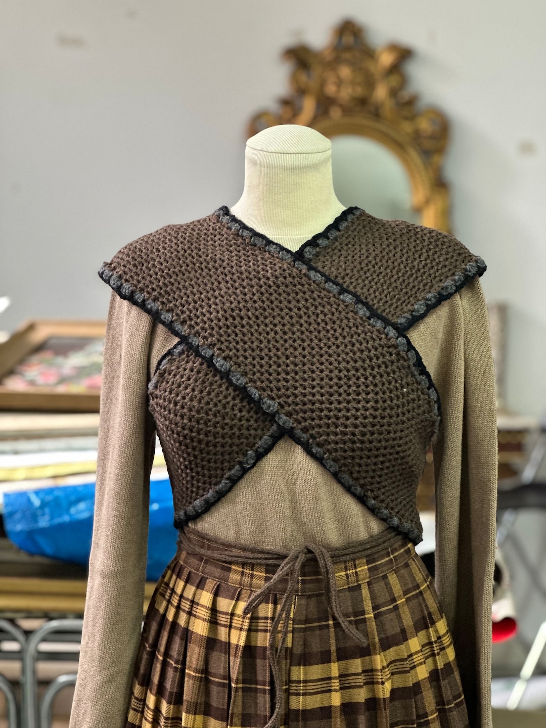 Handmade 1860 Civil War Sontag - Brown and Gray Shawl Outlander ...