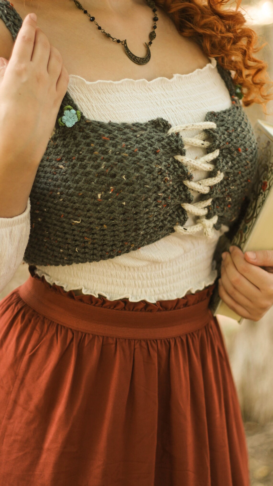 Cottagecore Green Corset Outlander Handknitted Vest Fairytale Bralette ...