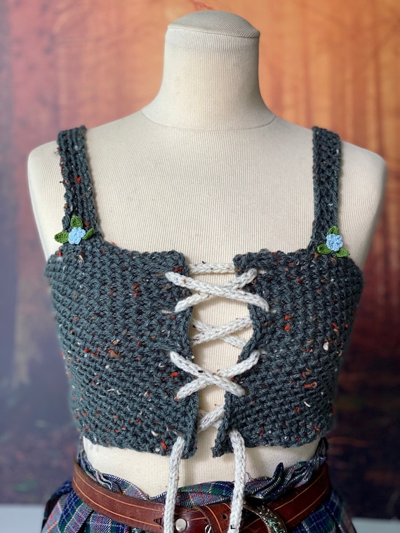 Cottagecore Green Corset Outlander Handknitted Vest Fairytale - Etsy