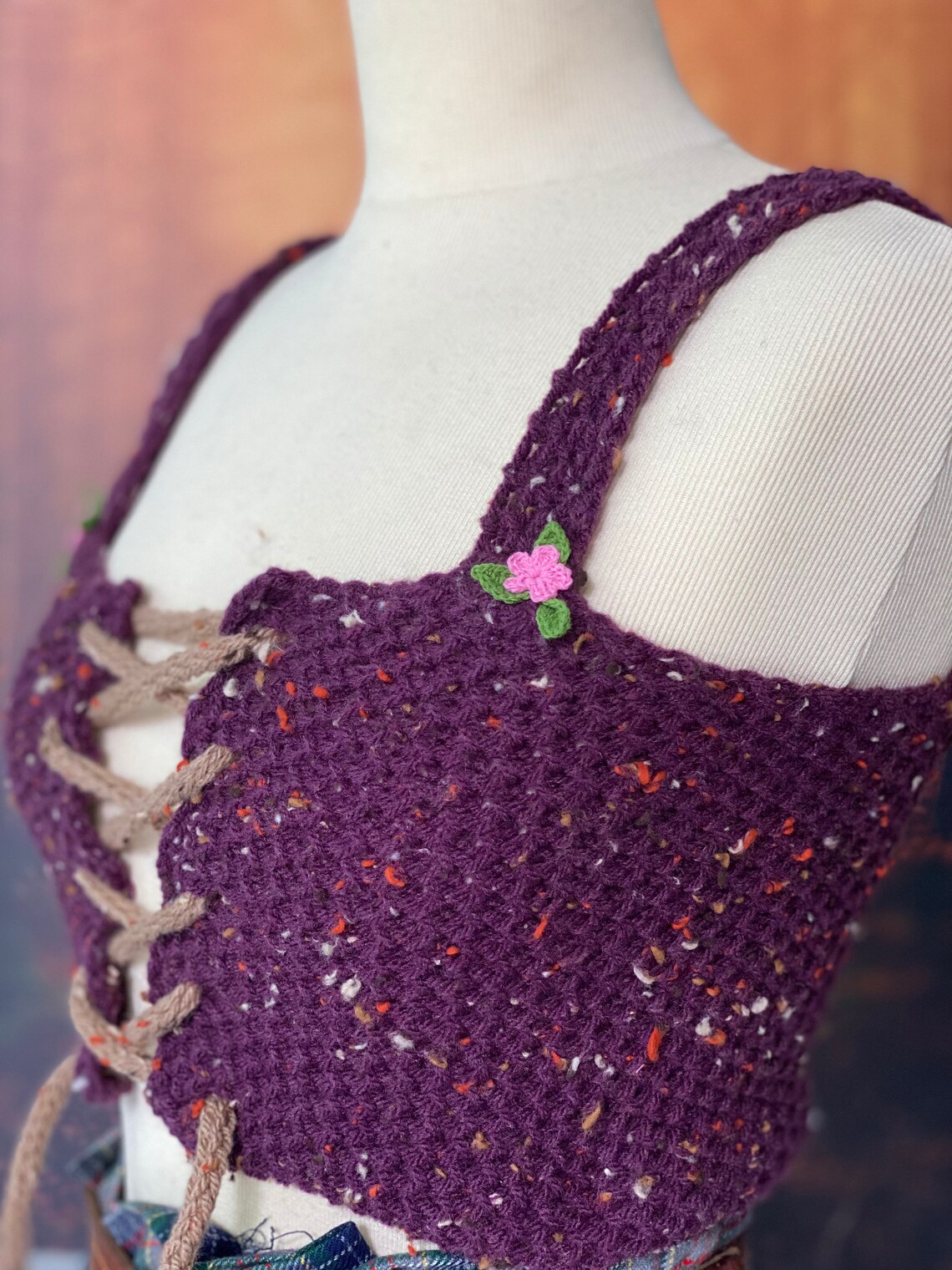 Cottagecore Purple Tweed Corset Outlander Handknitted Vest Fairytale ...