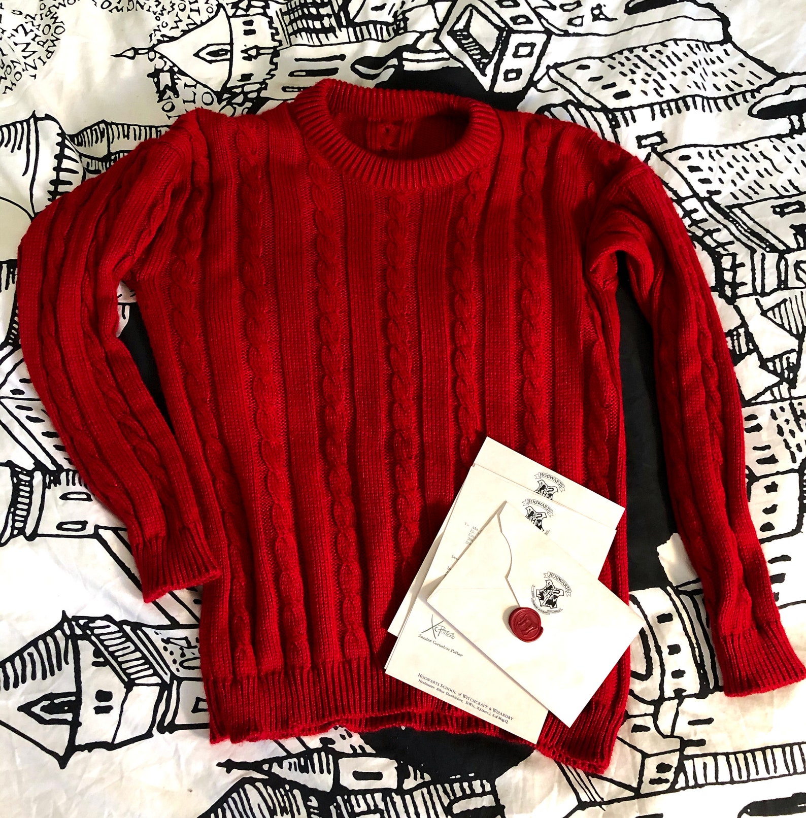 Red Sweater Hand Knitted Wizarding Fashion Witch Wizard | Etsy