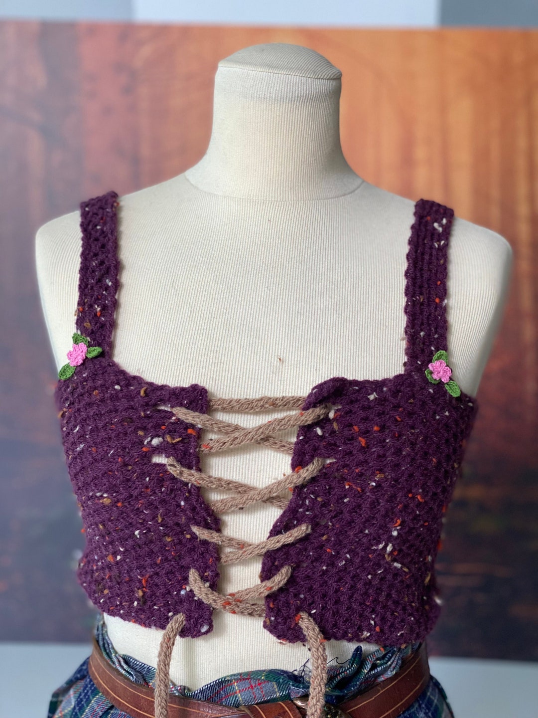 Cottagecore Purple Tweed Corset Outlander Handknitted Vest Fairytale ...