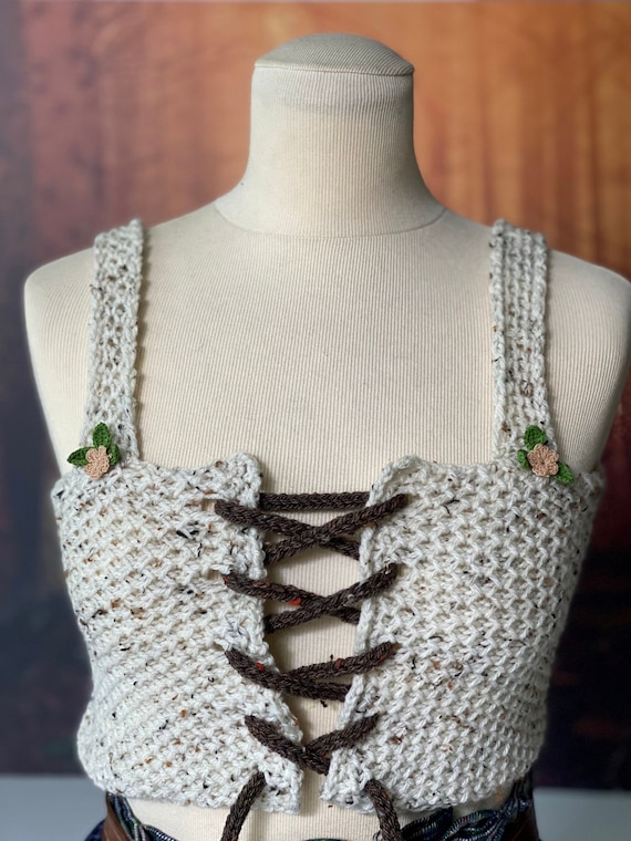 Cottagecore White Tweed Corset Outlander Handknitted Vest | Etsy