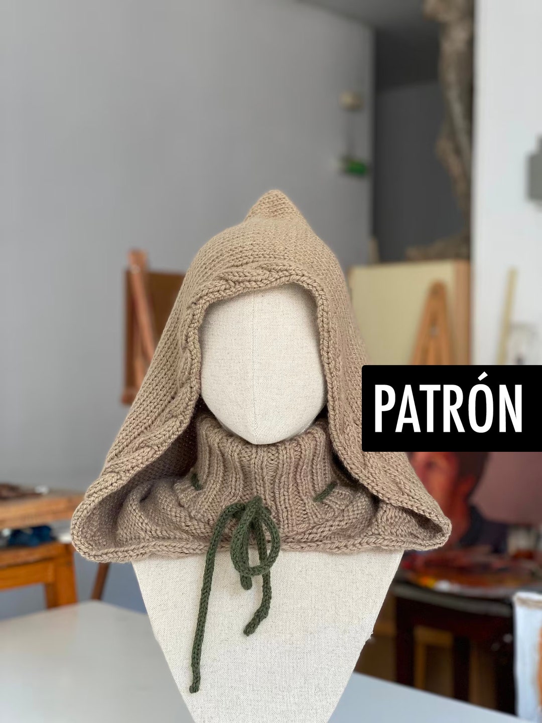 PATTERN Magical Hood SPANISH Sorcery Oatmeal Vegan Wool Witch Hat ...