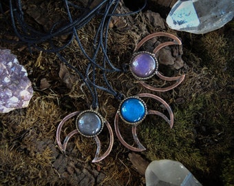 Moon Goddess Amulet Witch Copper Lunula Pendant Gothic Moon - Etsy