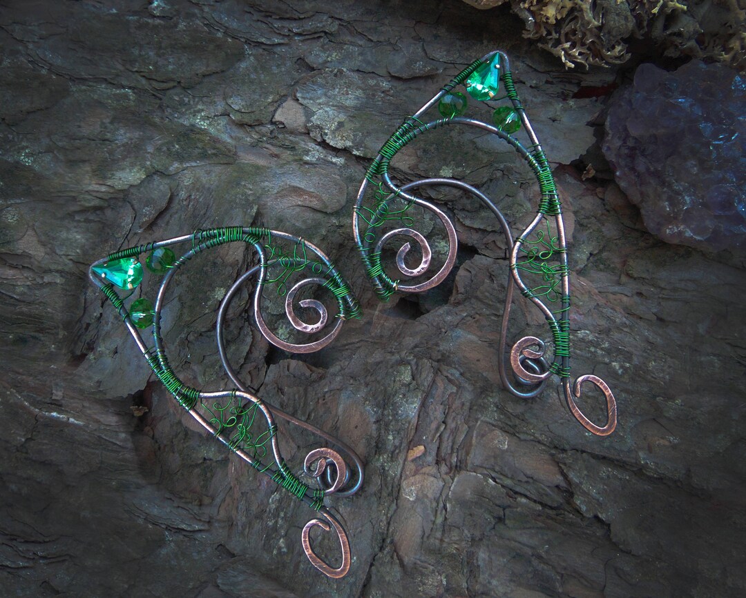 Aged Copper Elf Earcuffs, Fantasy Elf Ear Cuffs, Elven Ear Cuff ...