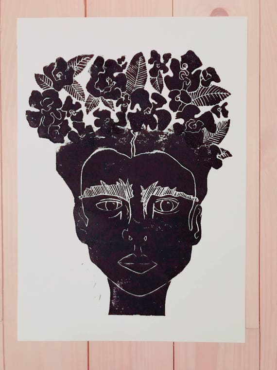 FRIDA Original Lino Print - Etsy