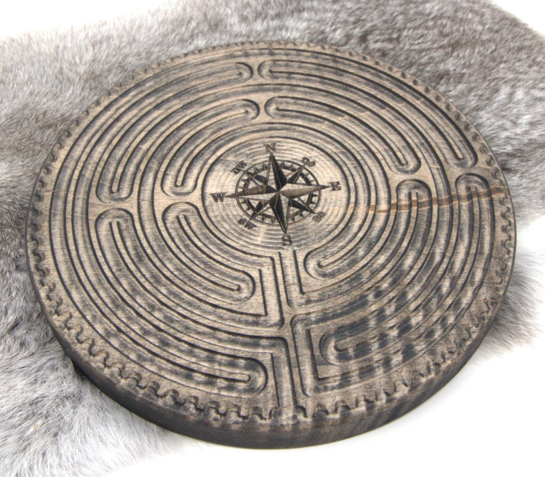 Compass Rose Wood Finger Labyrinth for Meditation, Medium Maple Limited ...