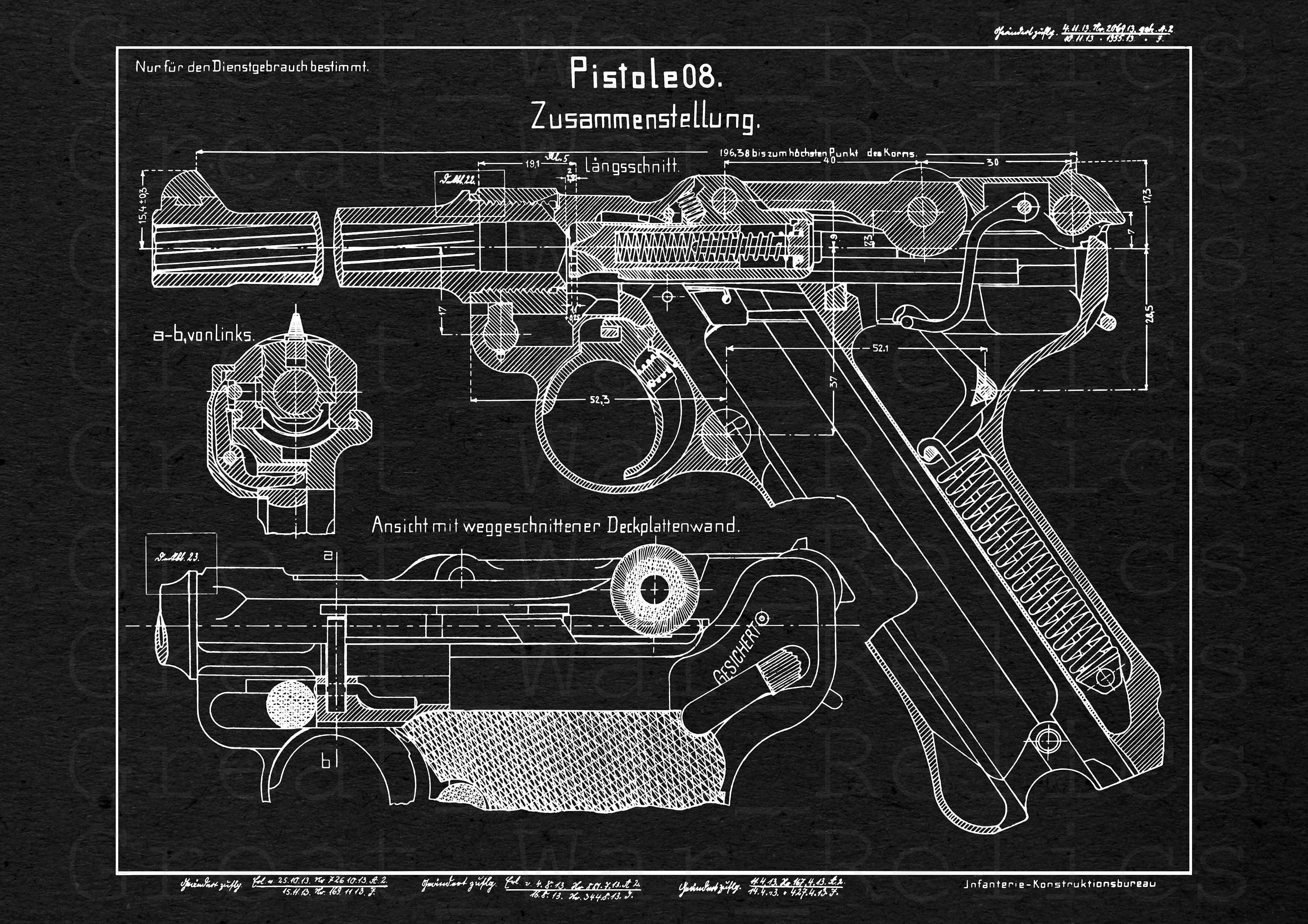 Luger Poster Luger Pistol Gun Patent Art Poster Military | Etsy