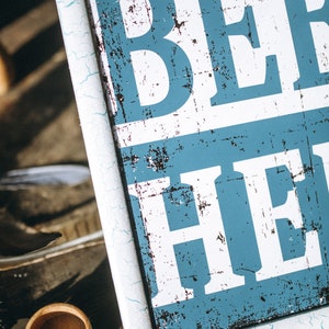 Cold Beer Here, White Distress Frame, Poster Vintage, Beer Poster ...