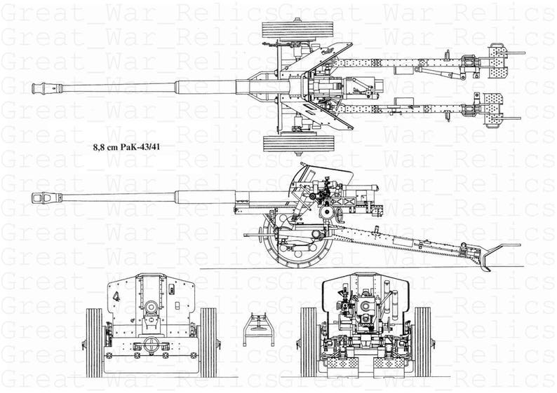 WWII German Anti-Tank Pak43 Artllery gun Patent Print World | Etsy