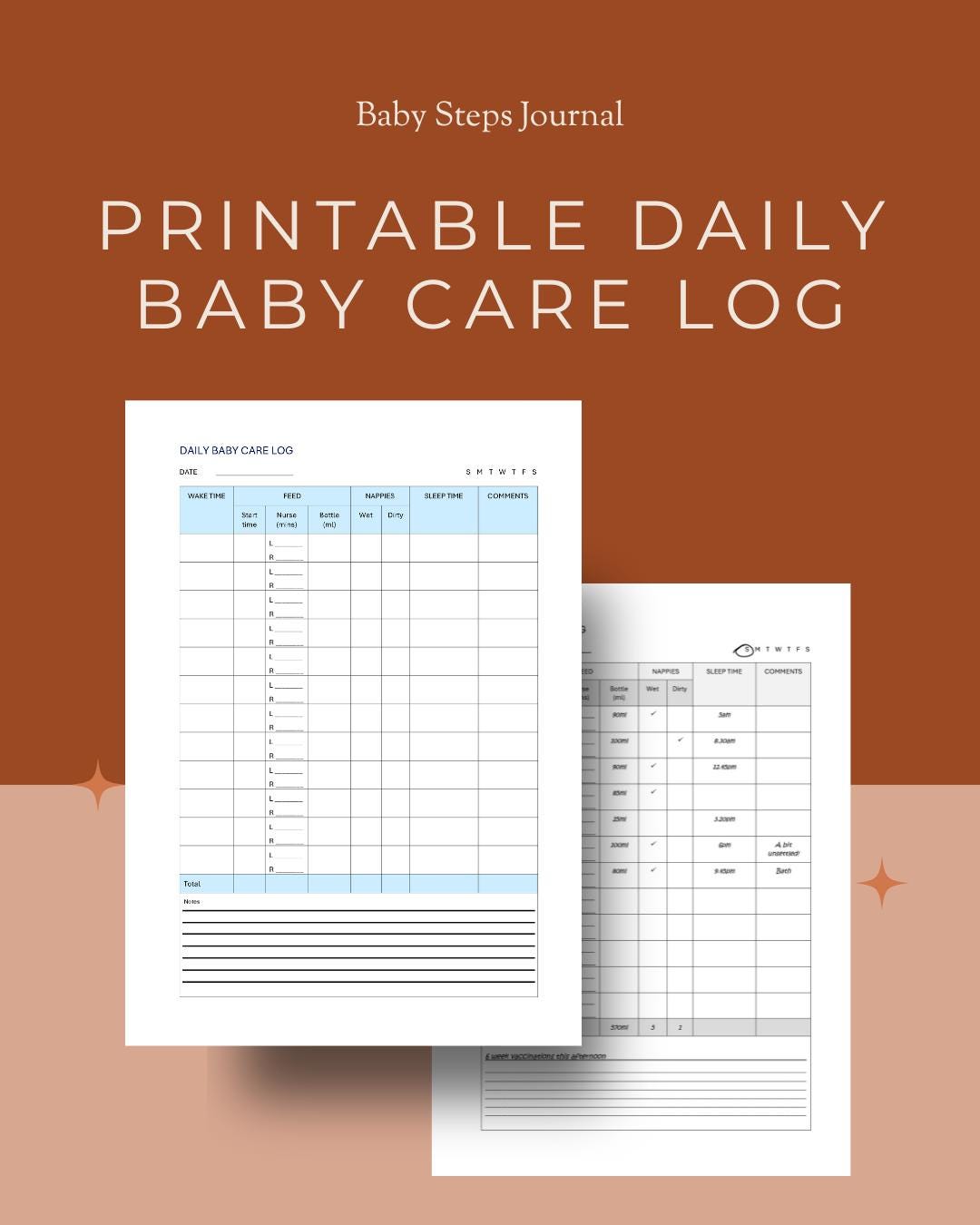 Newborn Daily Care Log | Minimalist Baby Tracker (PDF) - Etsy