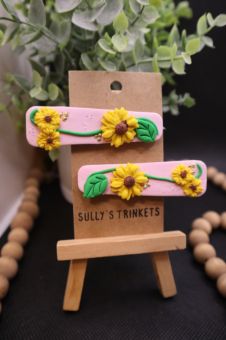 Polymer Clay Barrettes, Spring Flower Barrettes, Handmade, Alligator ...