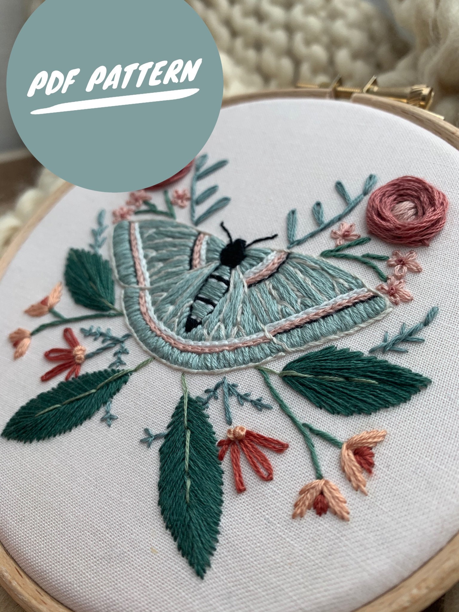 Moth Embroidery Pattern Digital Download Instant Download - Etsy